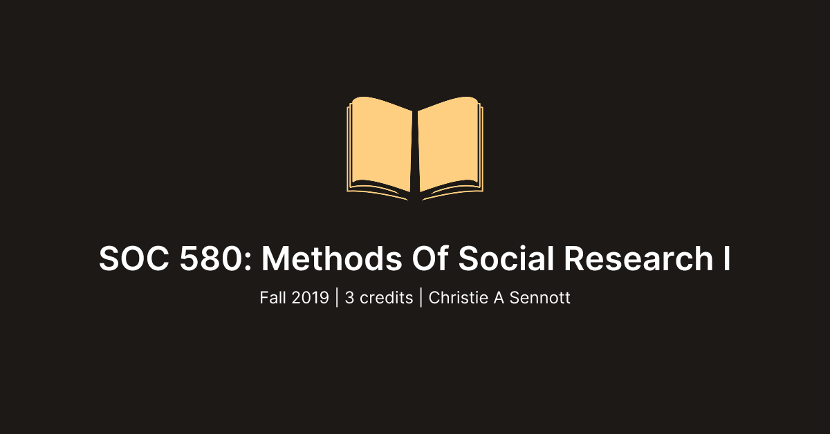 SOC 580: Methods Of Social Research I