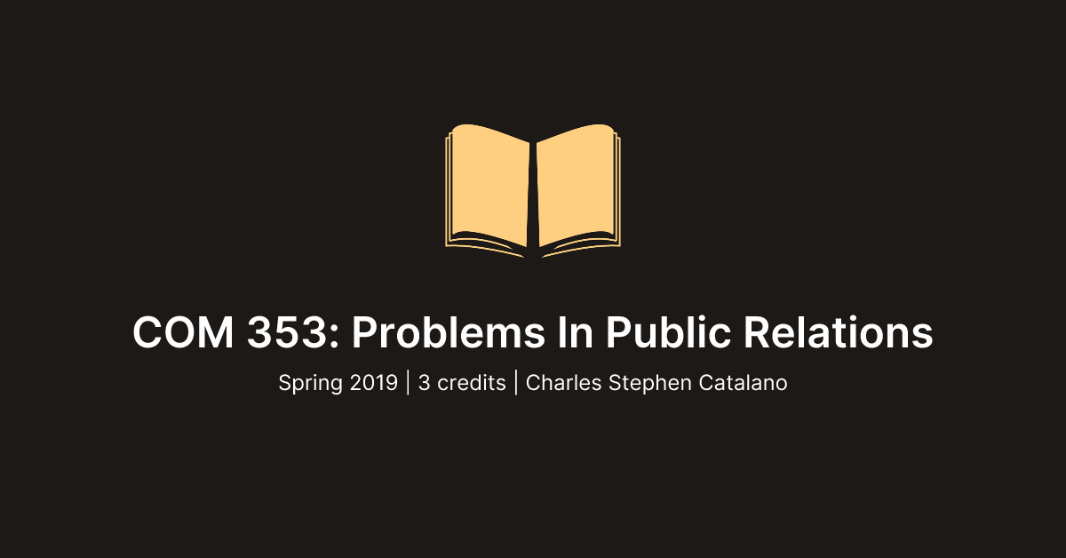 COM 353: Problems In Public Relations