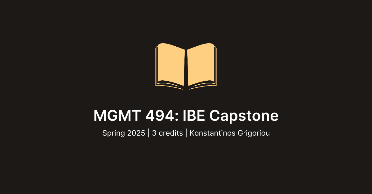 MGMT 494: IBE Capstone